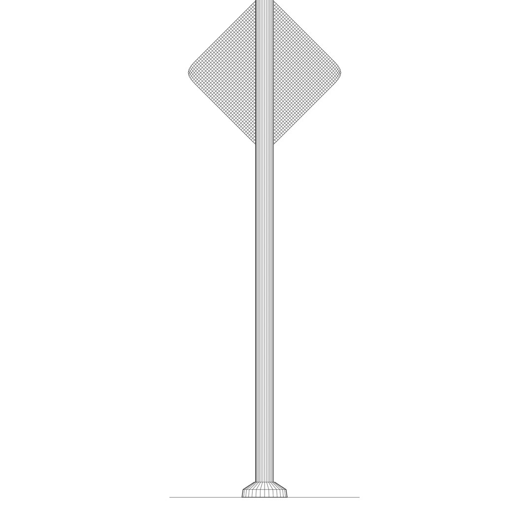 3D Model Crossroad Ahead Side Roads Traffic Sign - TurboSquid 2374269