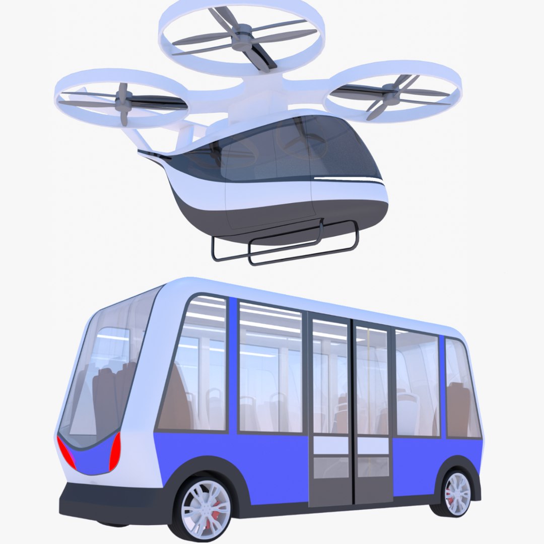 Shuttle Bus And Passenger Drone III 3D Model - TurboSquid 2195057