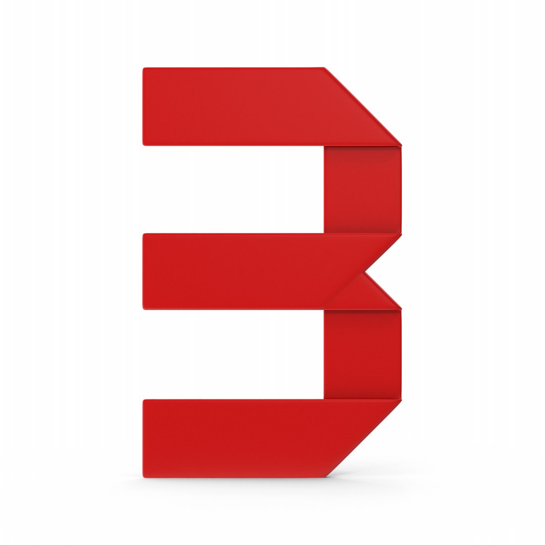 Ribbon Number 3 3D Model - TurboSquid 2200651