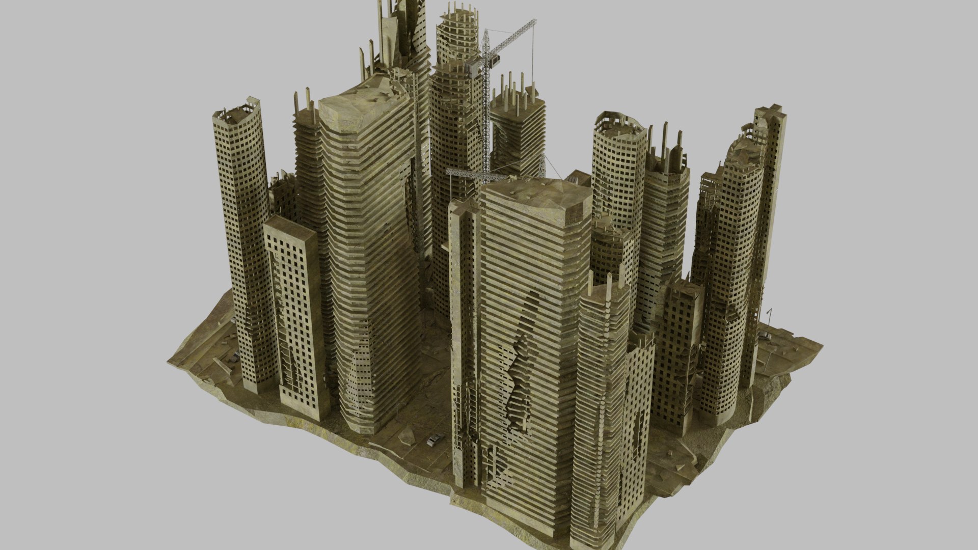 3D Destroyed Cityscape Model - TurboSquid 1677843