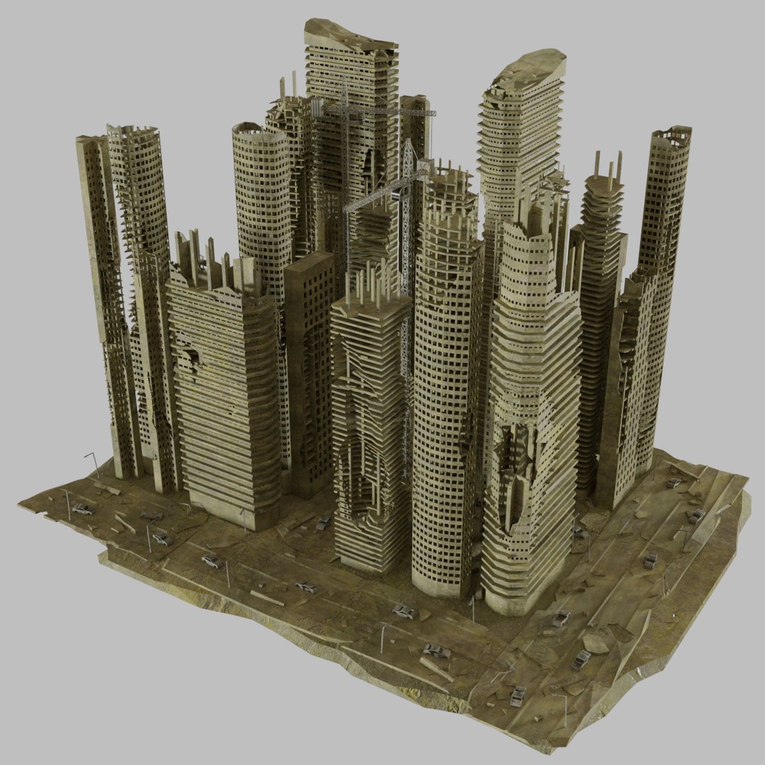 3D Destroyed Cityscape Model - TurboSquid 1677843