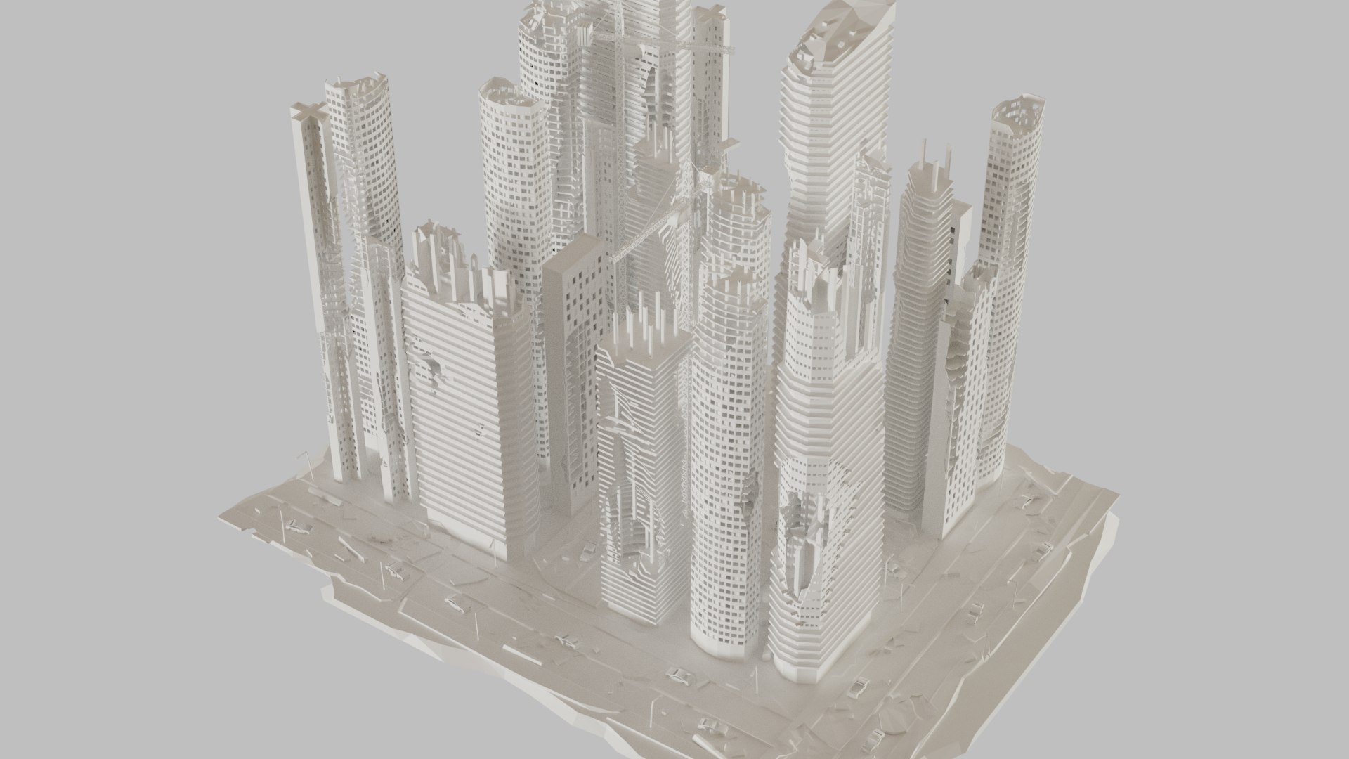 3D Destroyed Cityscape Model - TurboSquid 1677843