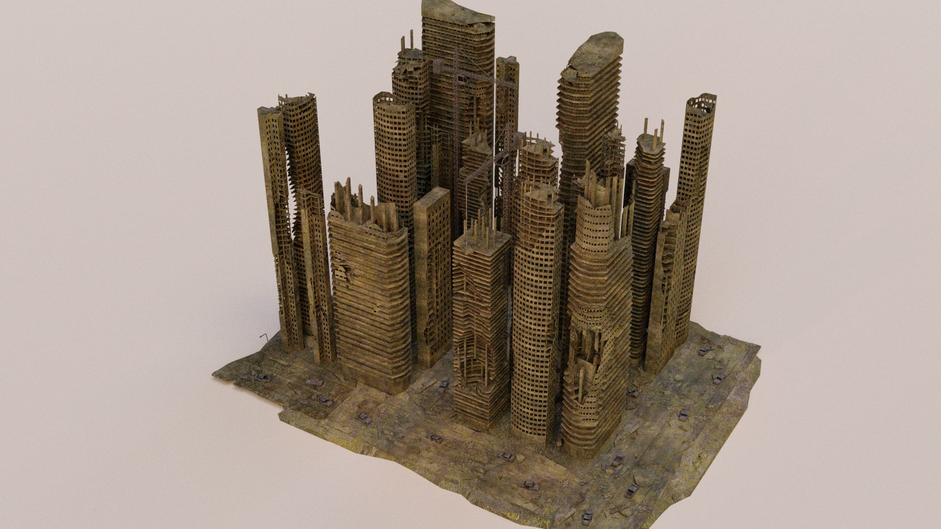 3D Destroyed Cityscape Model - TurboSquid 1677843