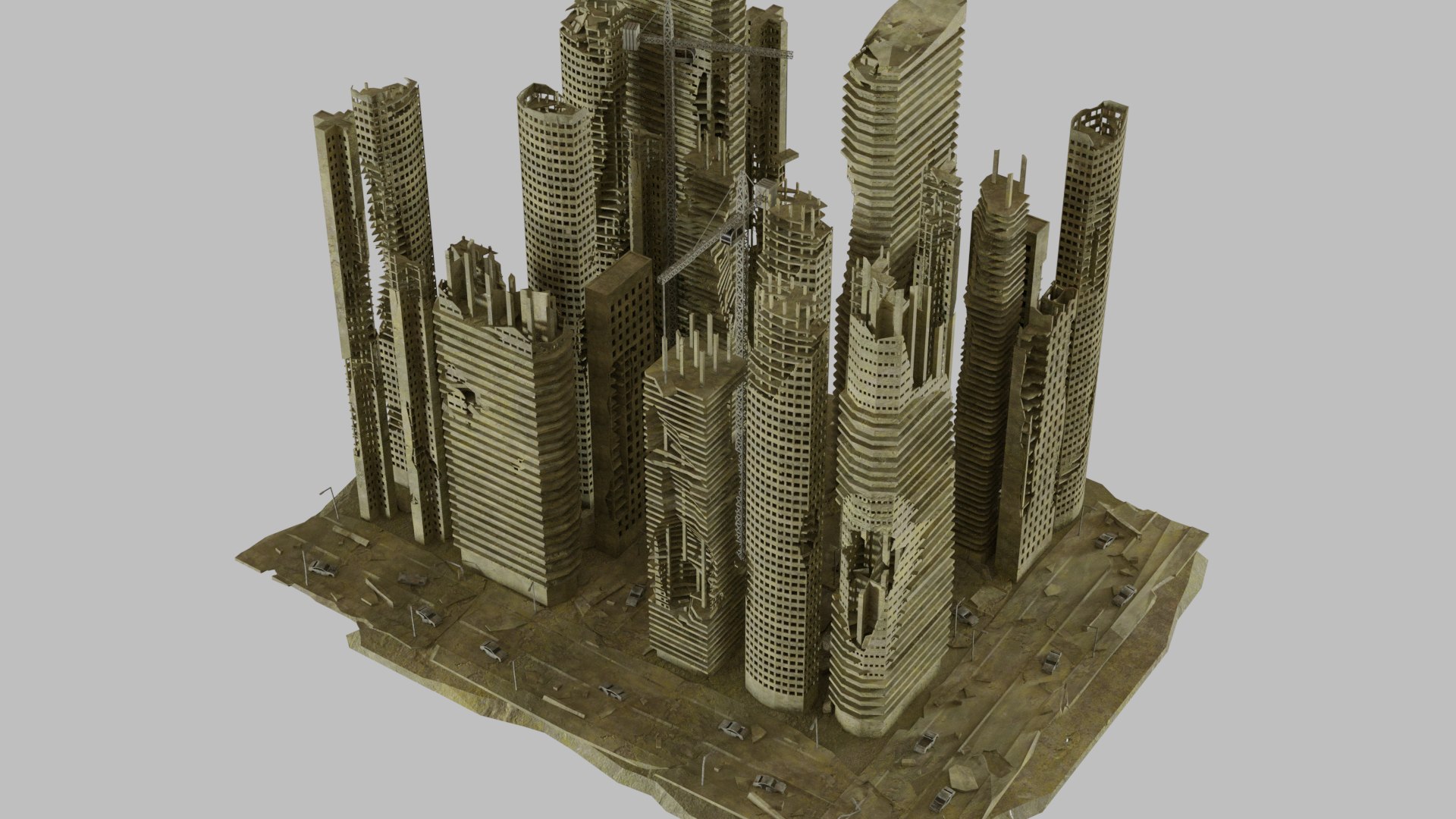 3D Destroyed Cityscape Model - TurboSquid 1677843