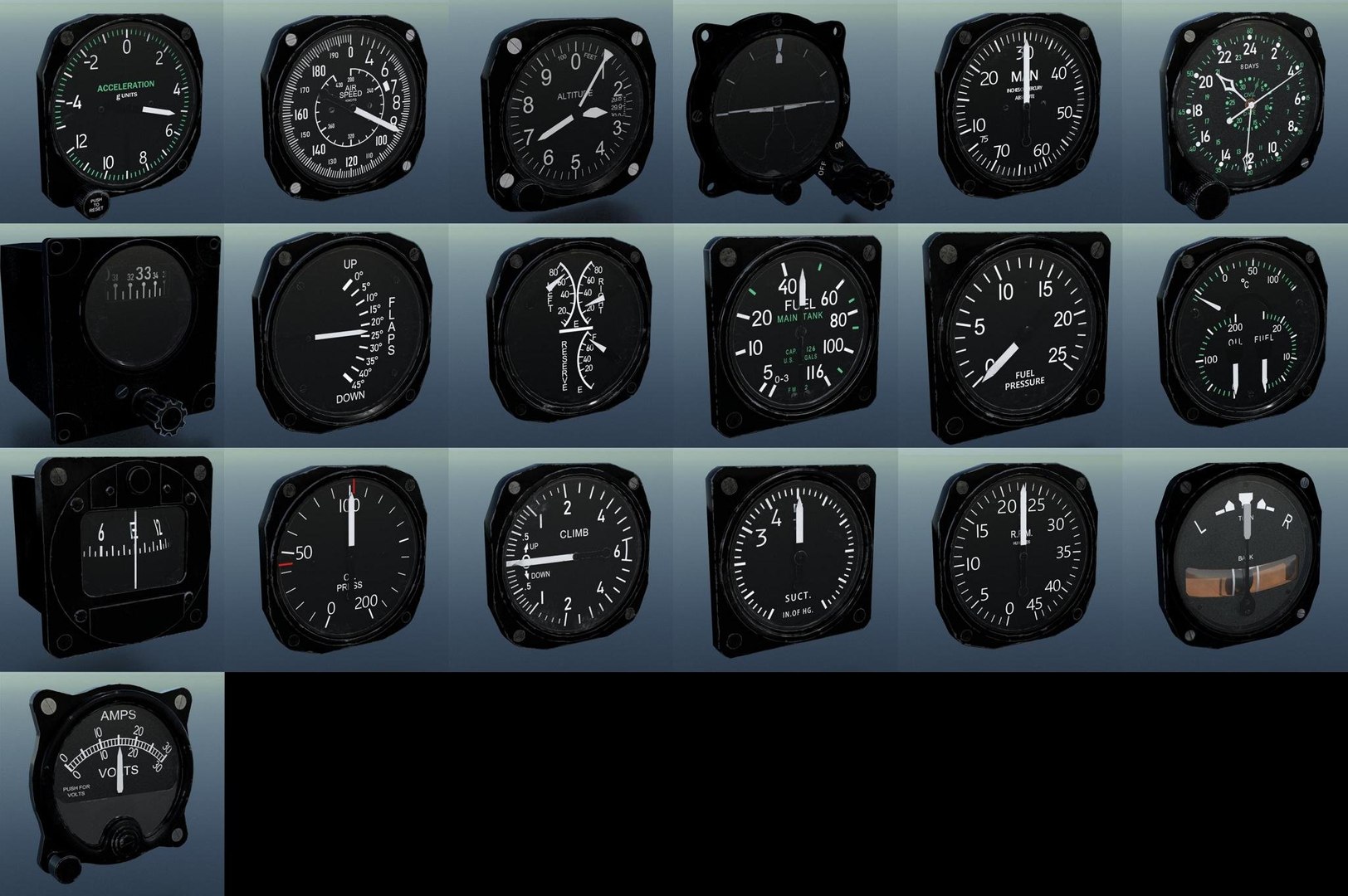 Asset pack flight instruments 3D model - TurboSquid 1642278