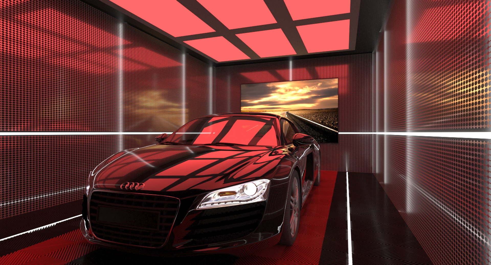 3D Model Car Garage Scene Lights - TurboSquid 1286215