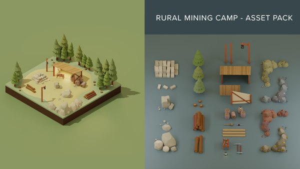 3D Stylised mining camp - scene and assets - Blender model - TurboSquid ...