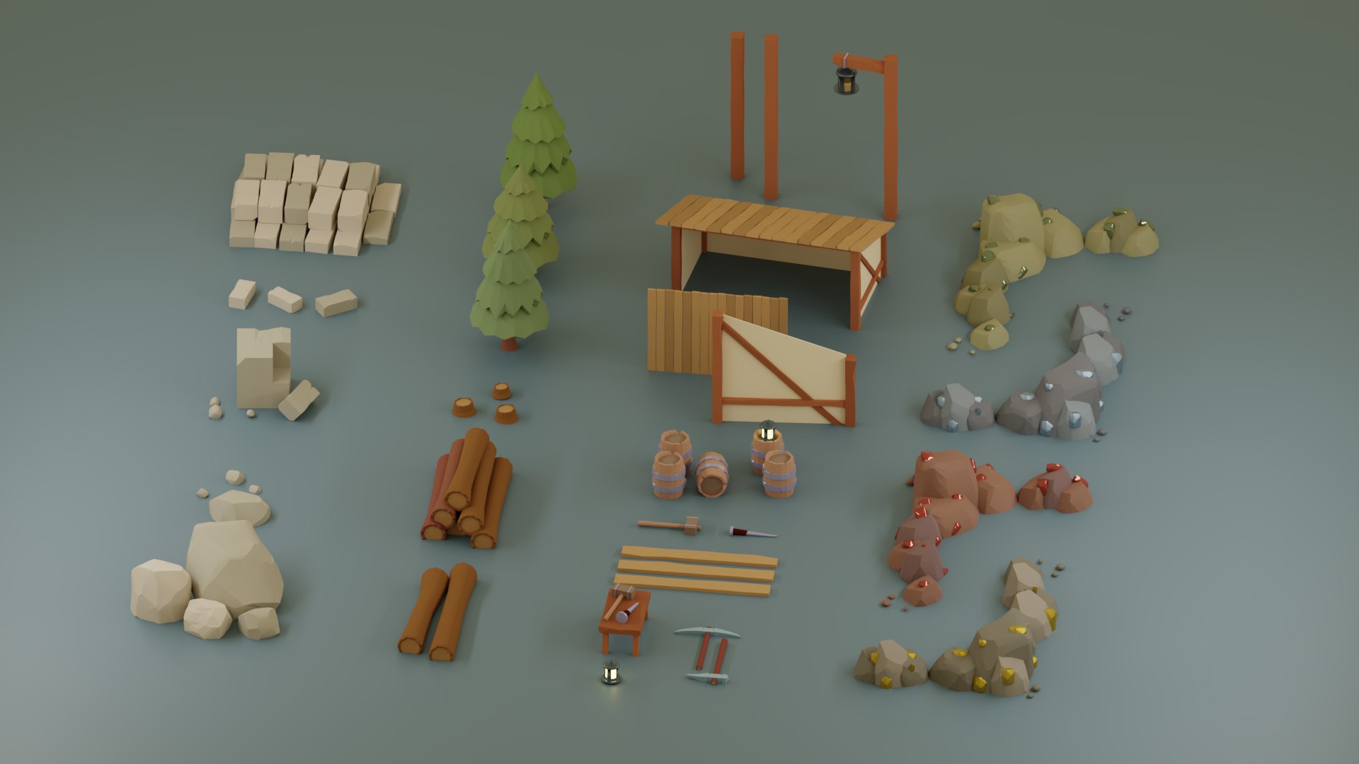 3D Stylised Mining Camp - Scene And Assets - Blender Model - TurboSquid ...