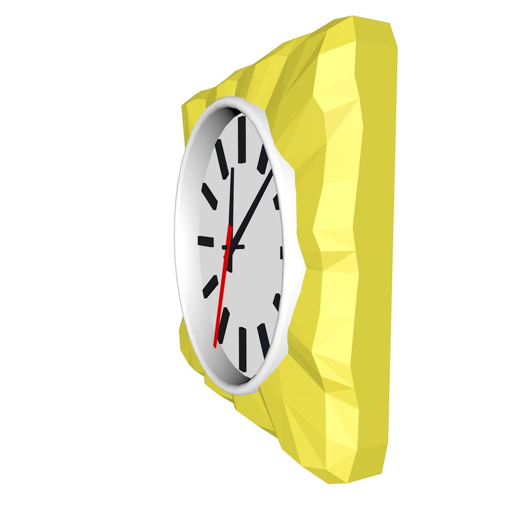 3D Square Yellow Wall Clock Model - TurboSquid 1451377
