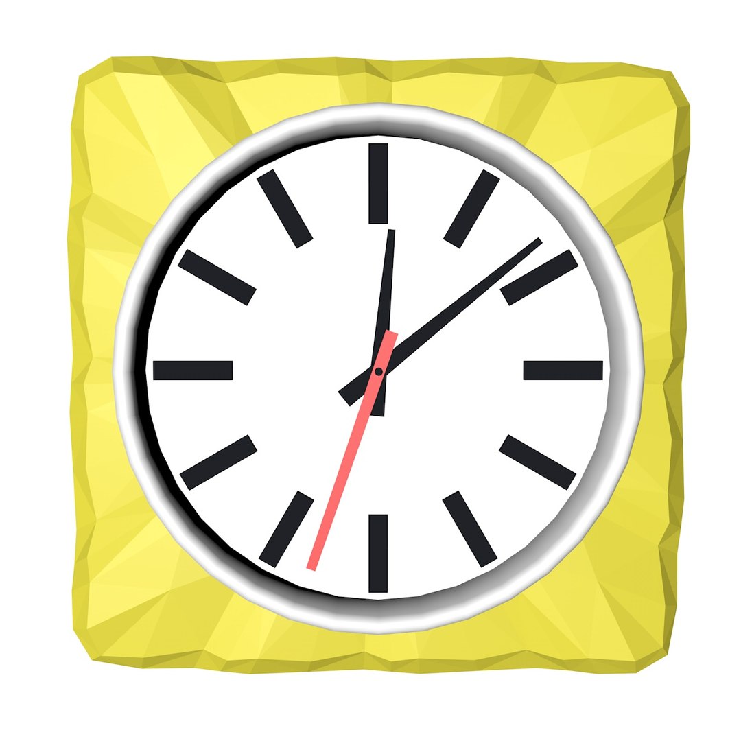 3D Square Yellow Wall Clock Model - TurboSquid 1451377