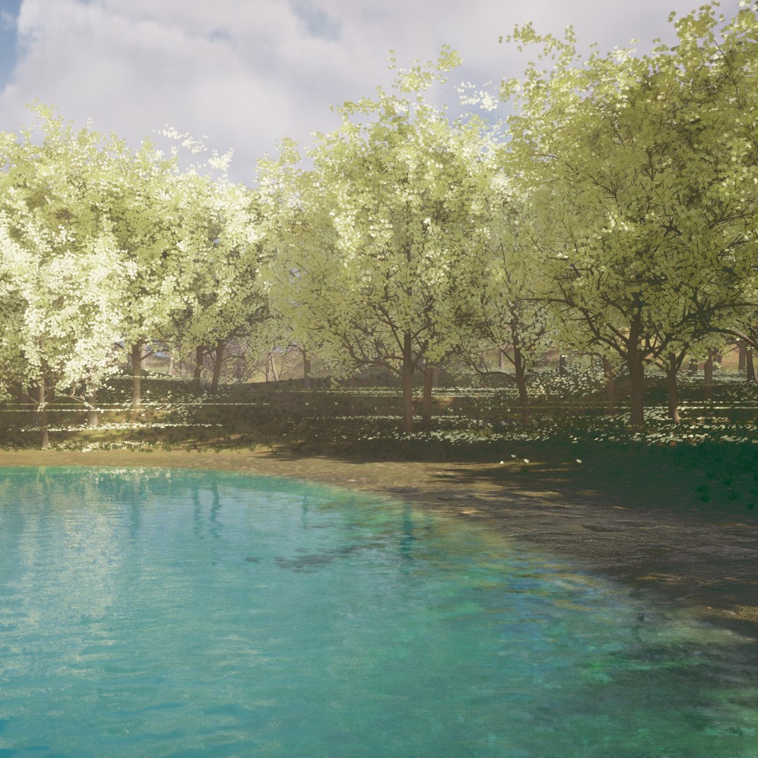 3D Forest Lake Oasis 3d Scene Landscape - TurboSquid 2178209