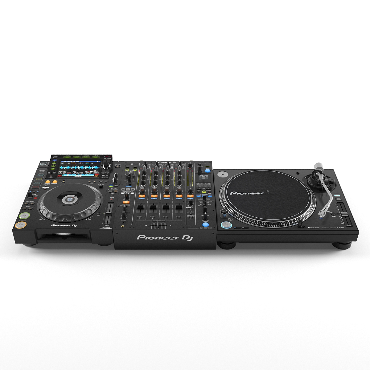3d model realistic pioneer dj set