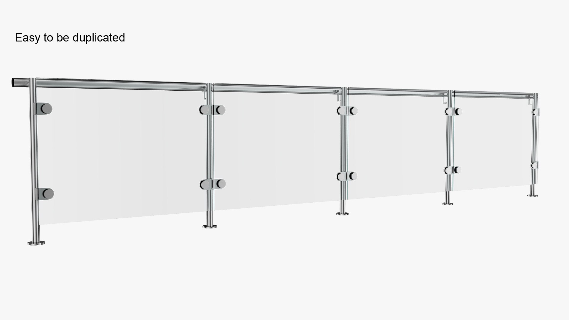 3D Glass Panel Handrail - TurboSquid 1814023