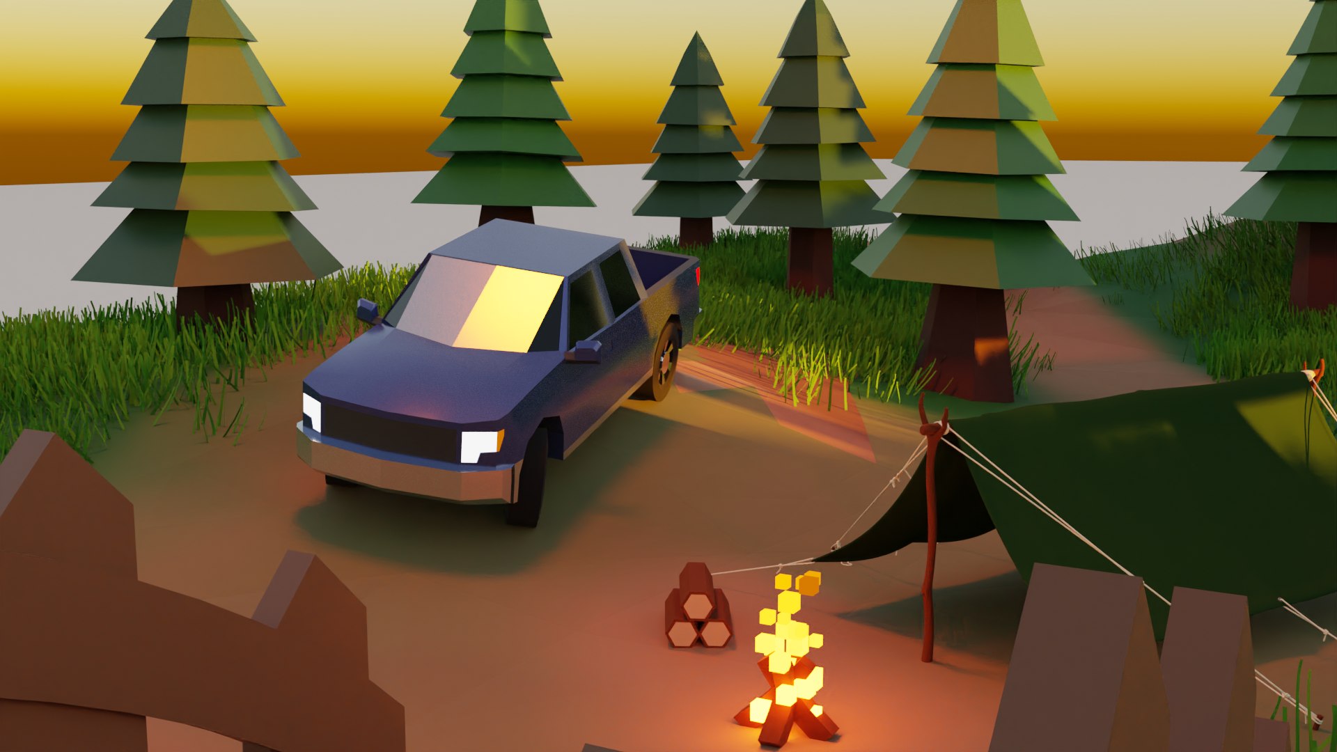 Low poly stylized scene environment 3D model - TurboSquid 1744852