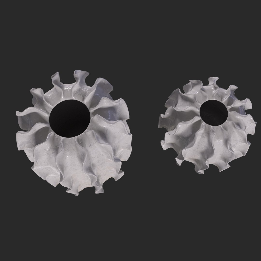 Elegant White Ceramic Vase Set With Vertical Wave Design 3D Model ...