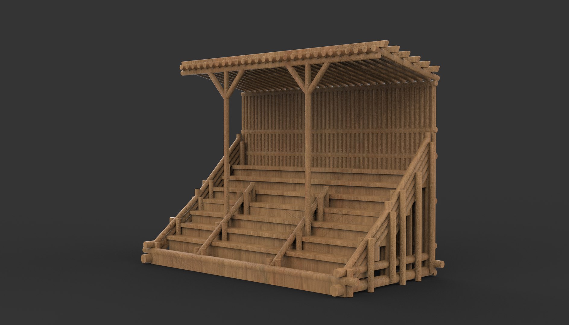 3D Model Wooden Bleacher Tribune 3D Model - TurboSquid 2394607