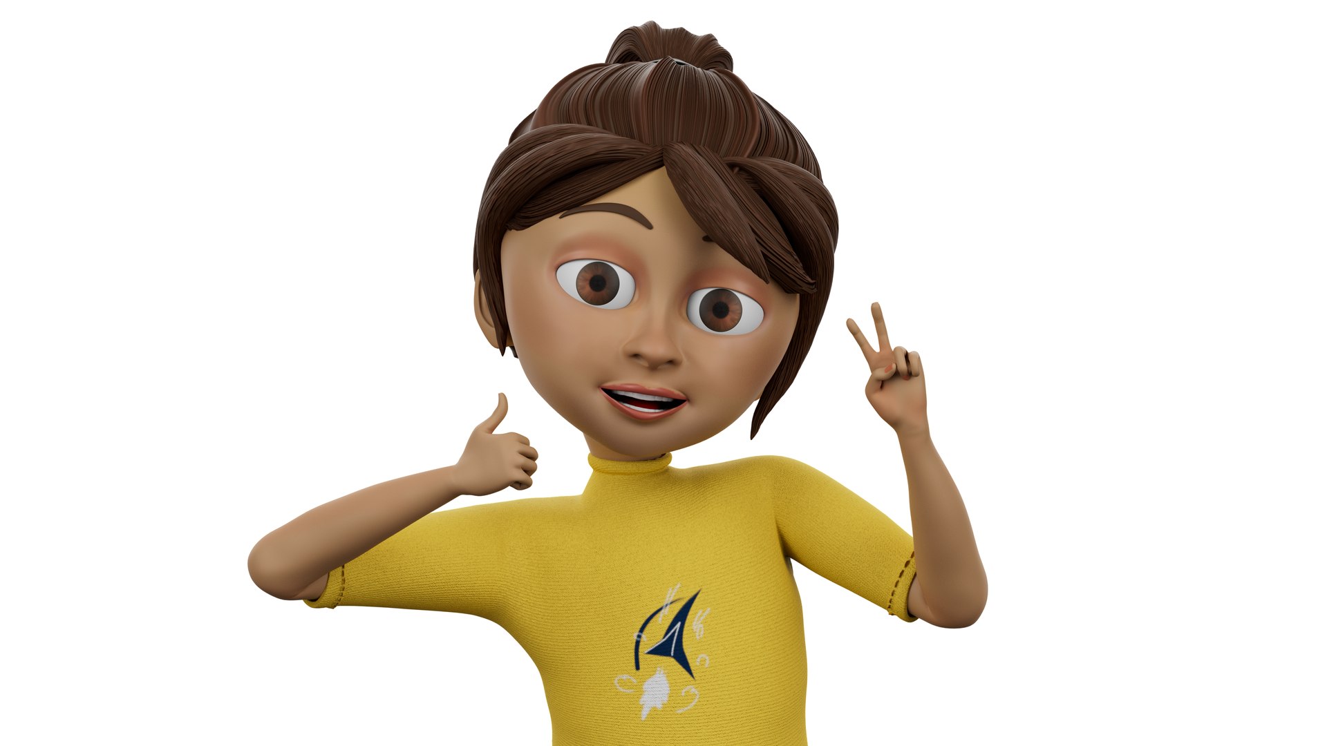 3D Model 3D Cartoon Kid Character BELLA WITH BLENDER RIGGGED ...