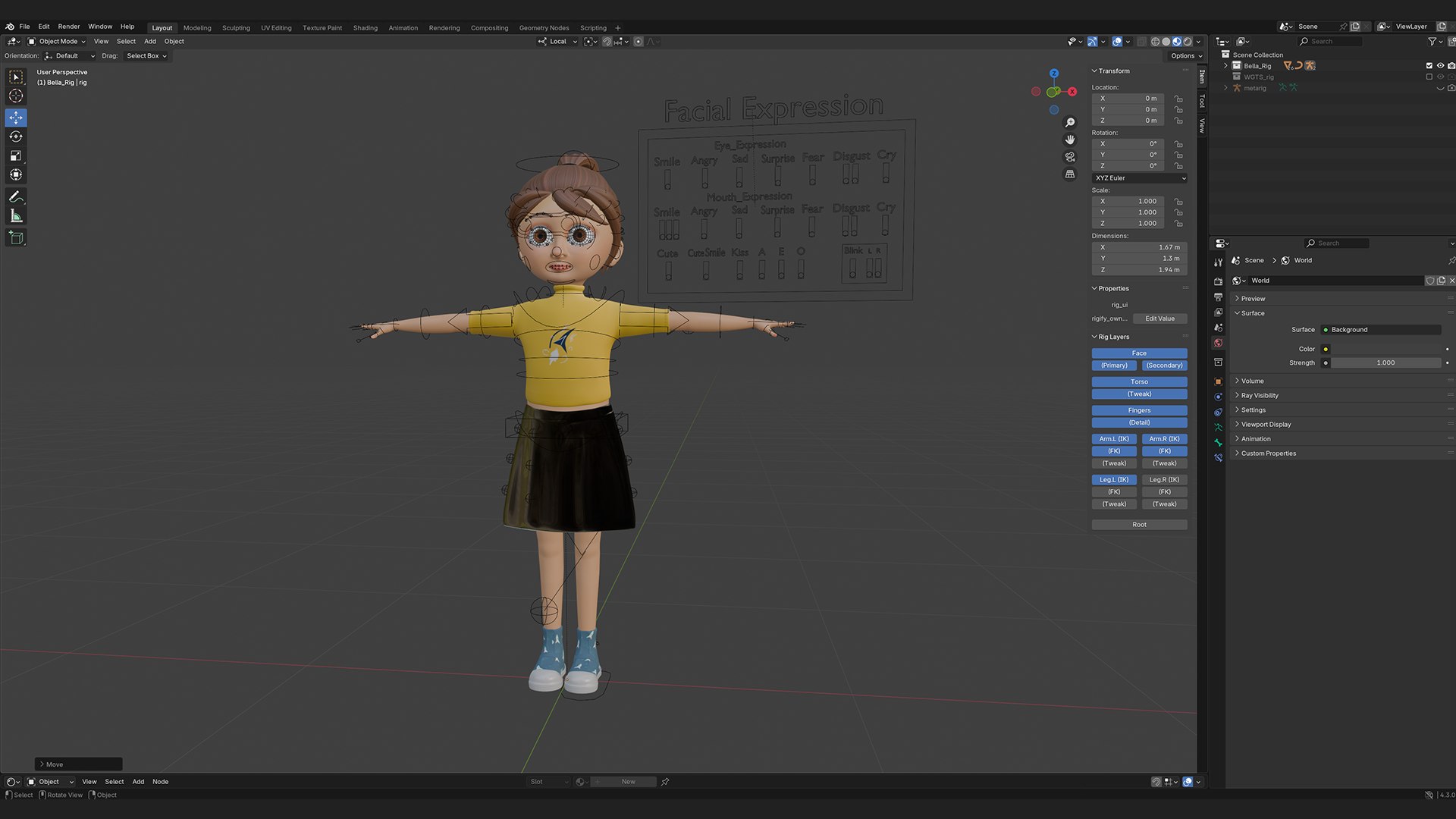 3D Model 3D Cartoon Kid Character BELLA WITH BLENDER RIGGGED ...