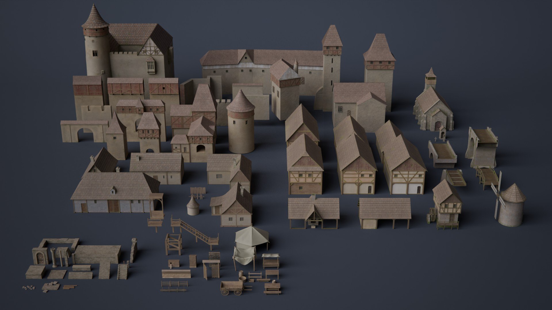 Medieval Castle Assets 3D Model - TurboSquid 2290789
