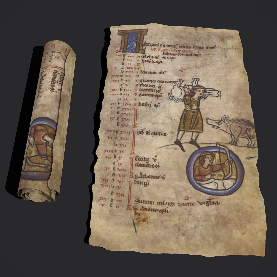 3D model November Manuscript Page and Scroll - TurboSquid 1748353