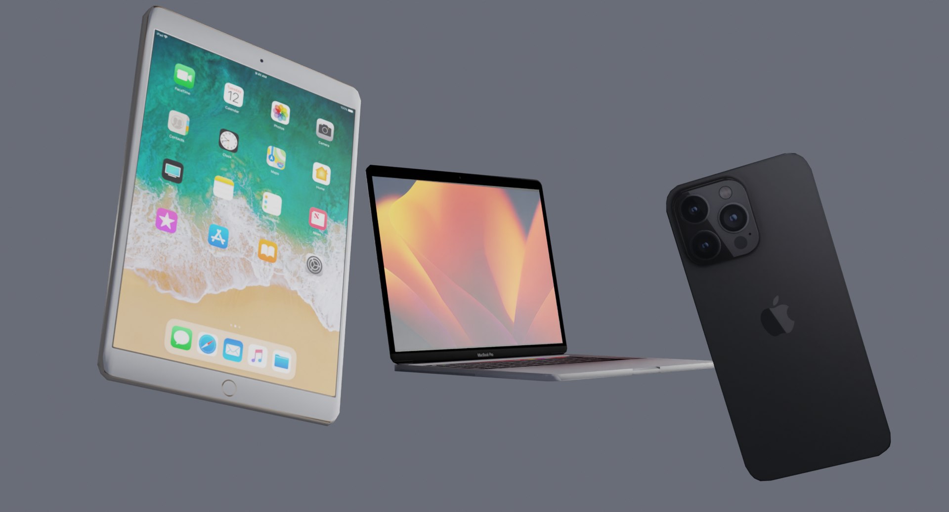 Low Poly Apple Products Iphone - Macbook - Ipad 3D Model - TurboSquid ...
