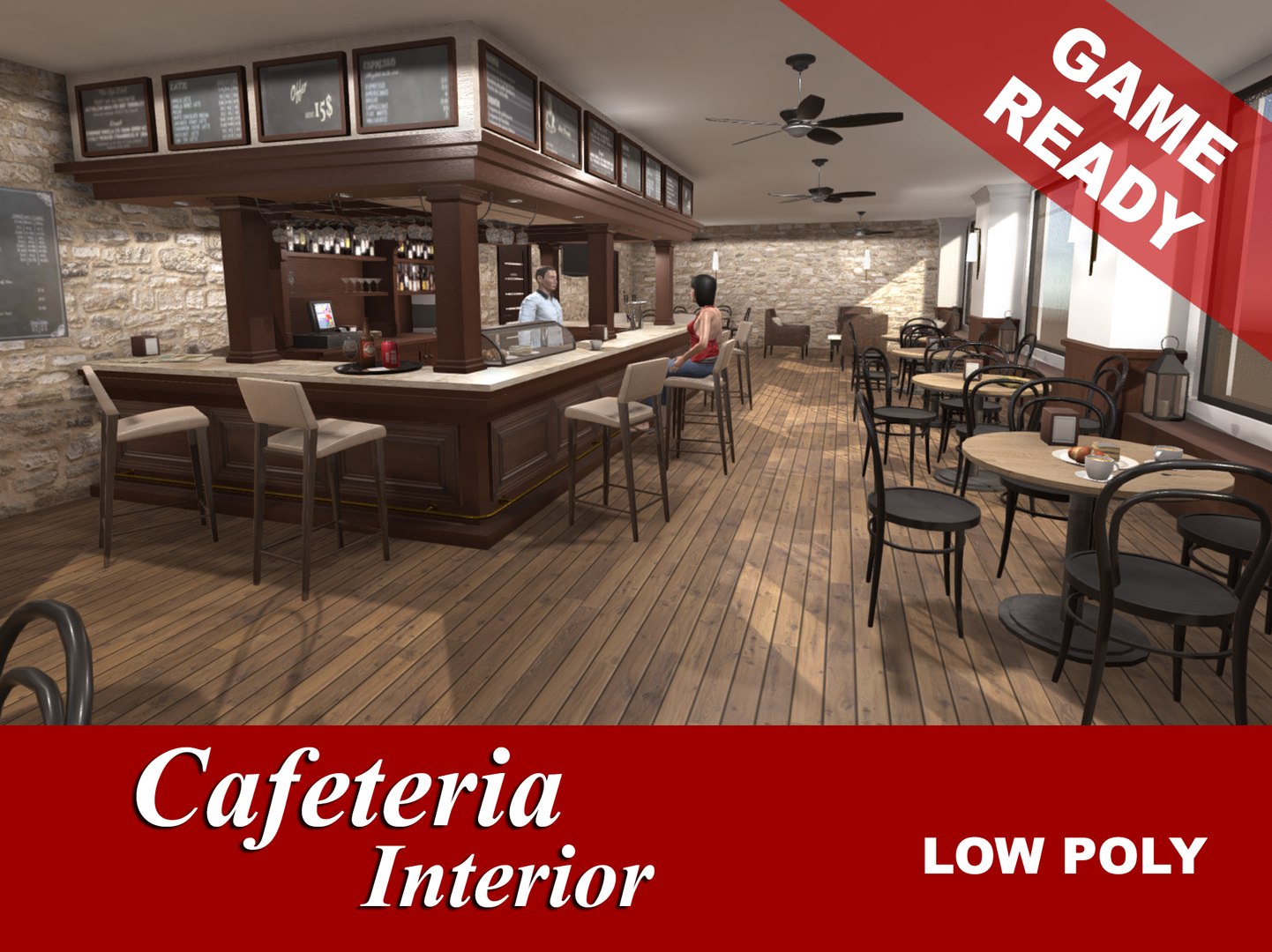 3d Interior Cafeteria Model