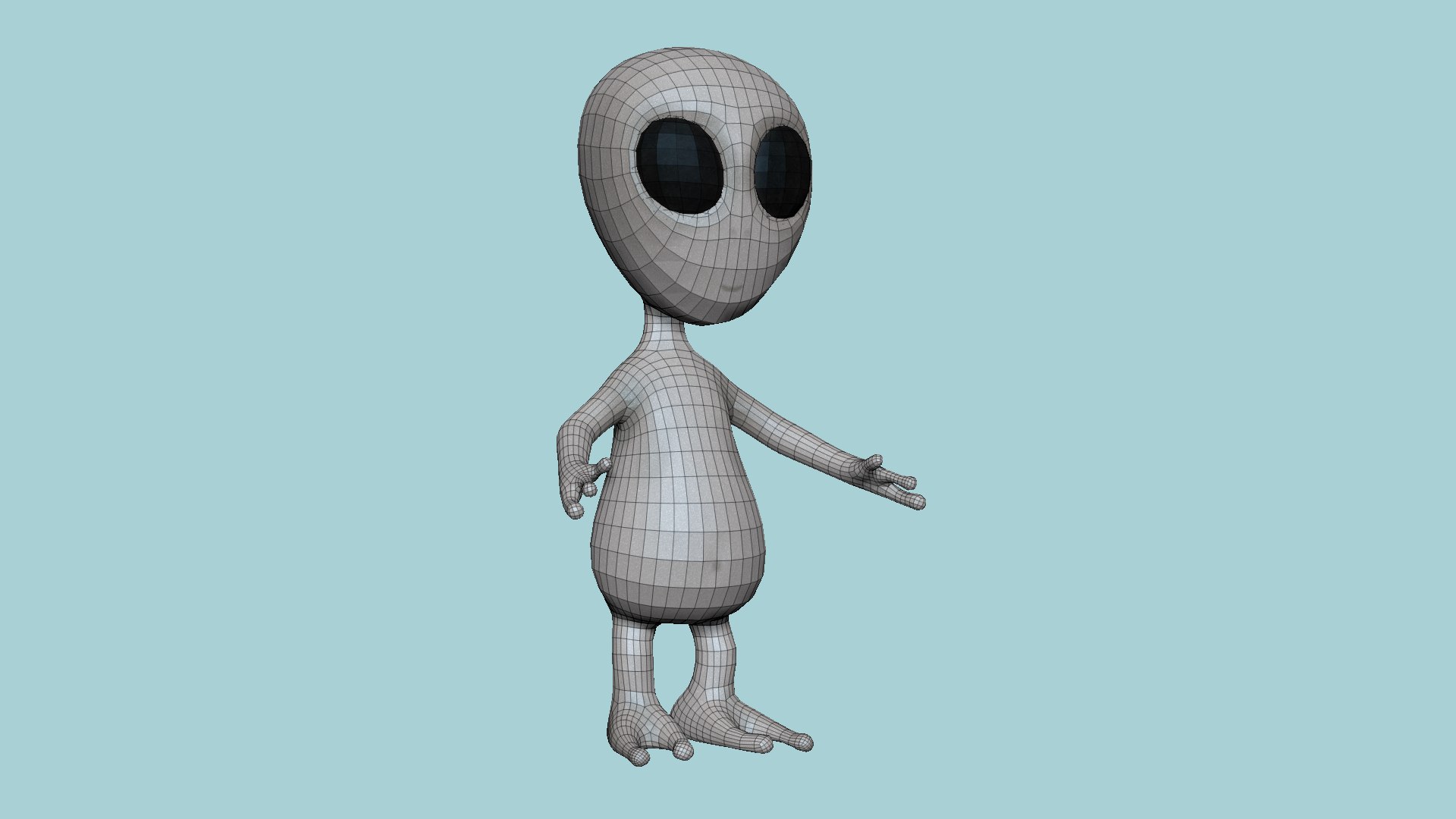 3D Cute Alien A11 Gray Black - Simple - Character Design - TurboSquid ...