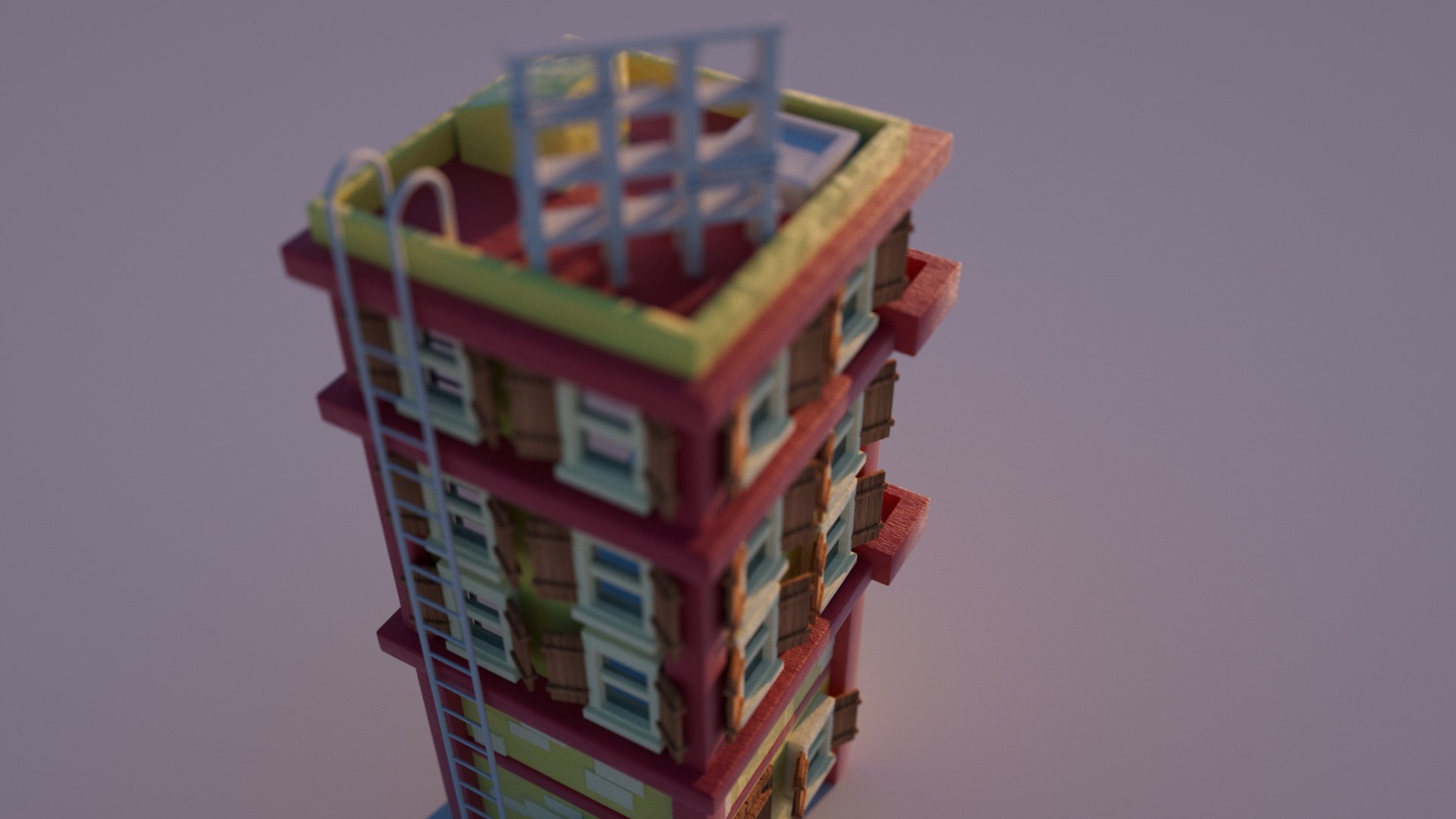 3D Model Cute Apartment Building - Cartoon Style Octane - TurboSquid ...