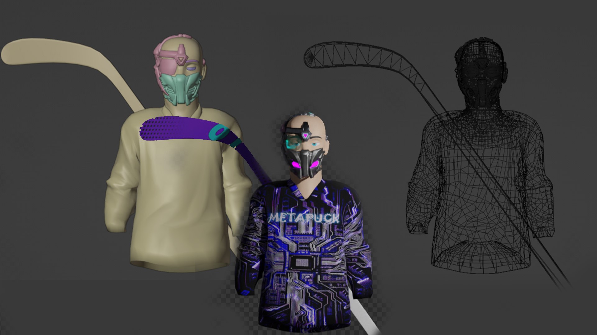3D Cyberpunk Half Body Hockey Player Model - TurboSquid 1977144