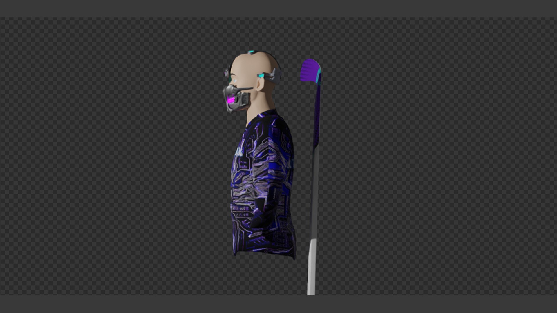 3D Cyberpunk Half Body Hockey Player Model - TurboSquid 1977144