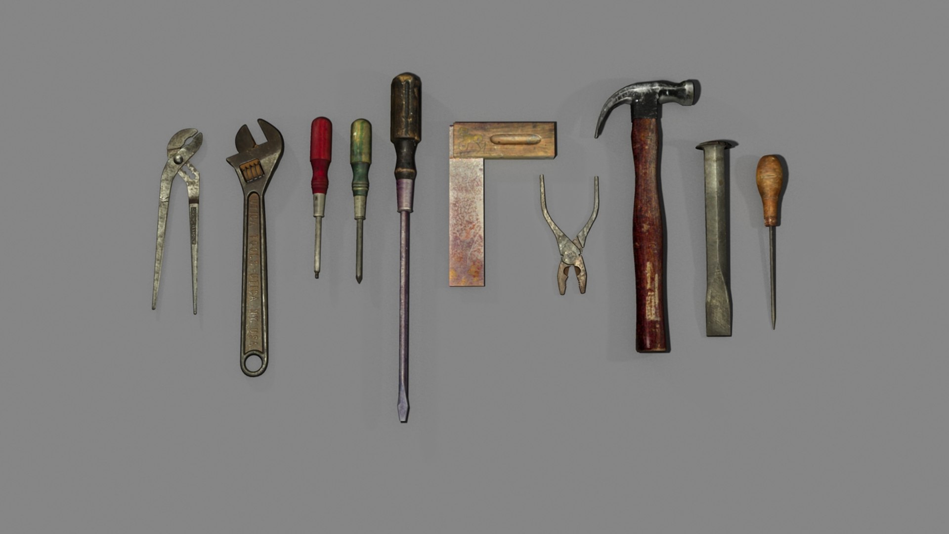 3d Model Of Weathered Tools Old