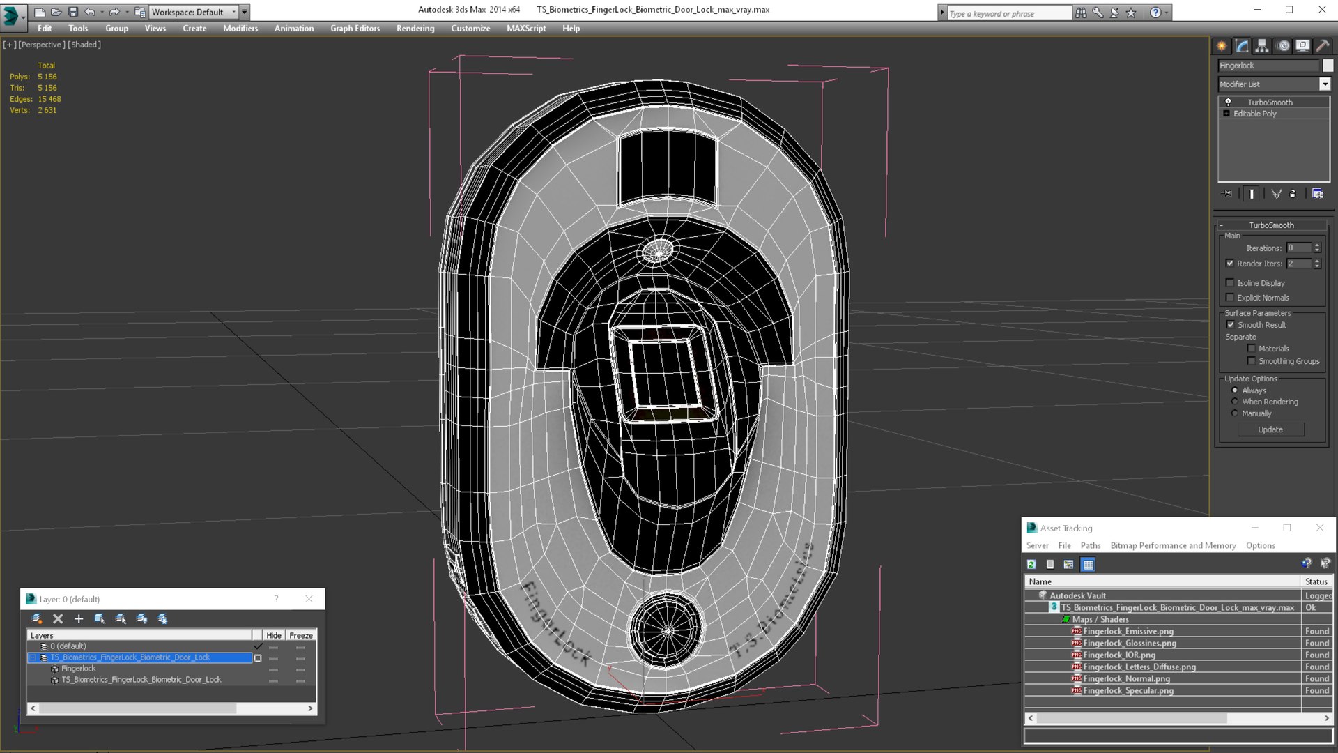TS Biometrics FingerLock Biometric Door Lock 3D - TurboSquid 1807723