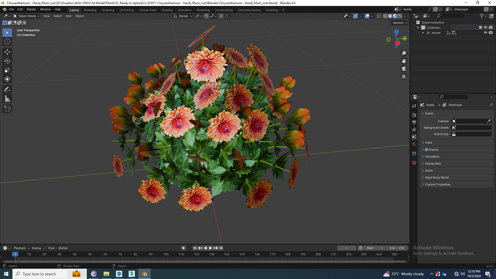 Chrysanthemum - Hardy Mumrust Model - TurboSquid 2289038
