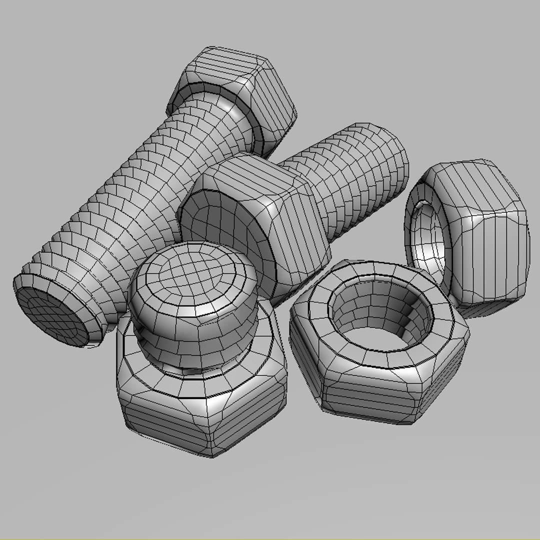Bolts Nuts V2 3D Model - TurboSquid 1319331