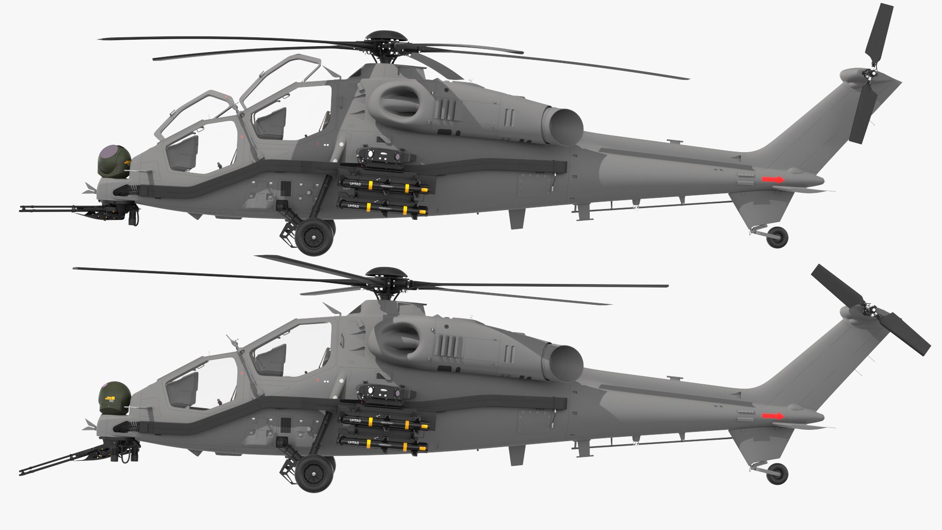 Combat Gray Helicopter Rigged model - TurboSquid 2136144