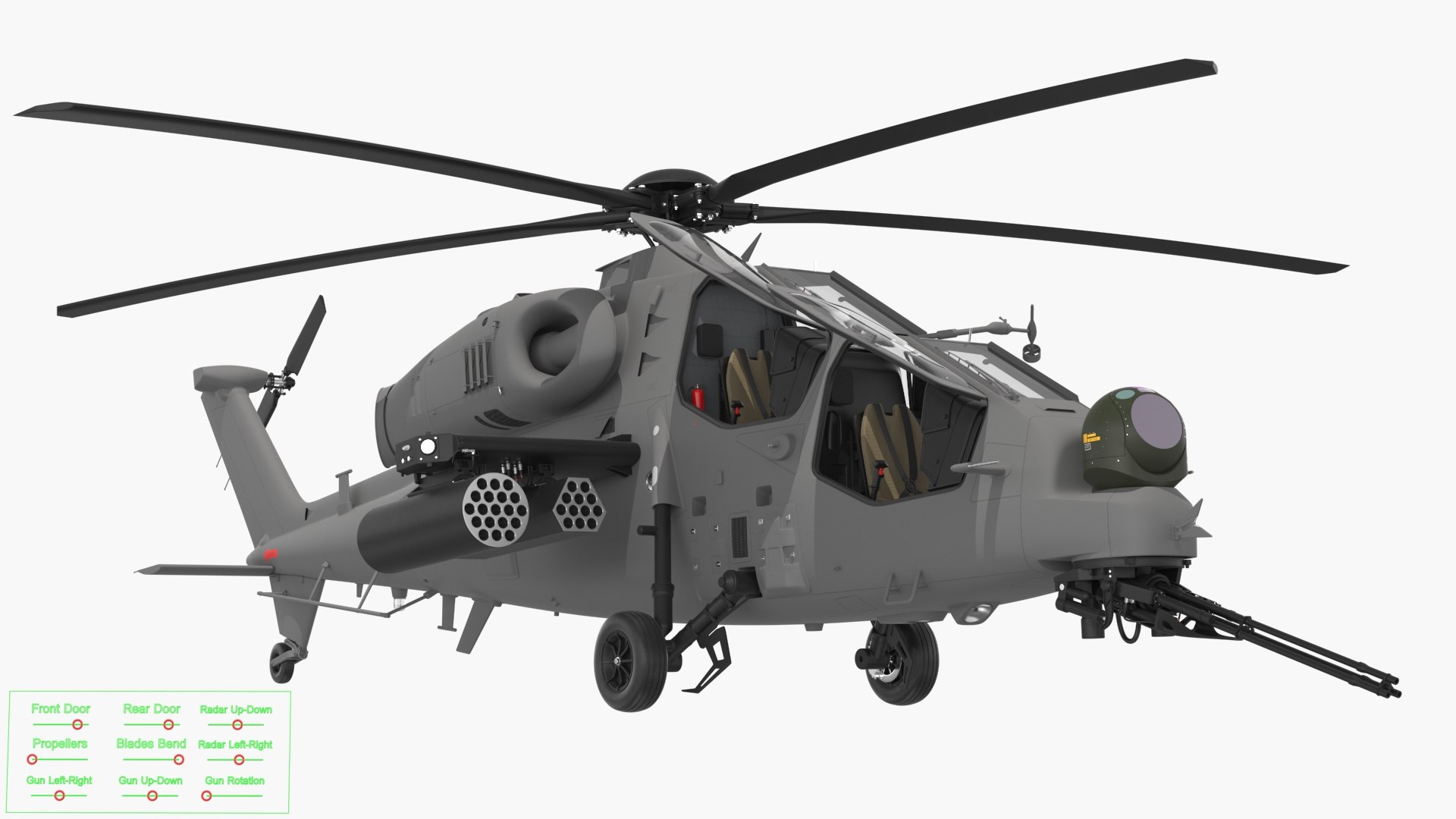 Combat Gray Helicopter Rigged model - TurboSquid 2136144