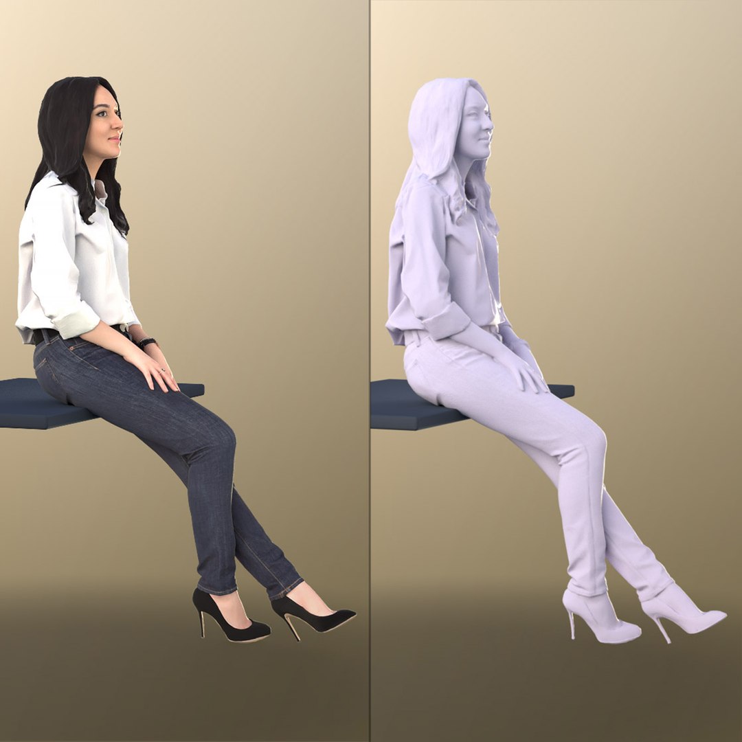 3D Woman Business Sitting Model - TurboSquid 1710479