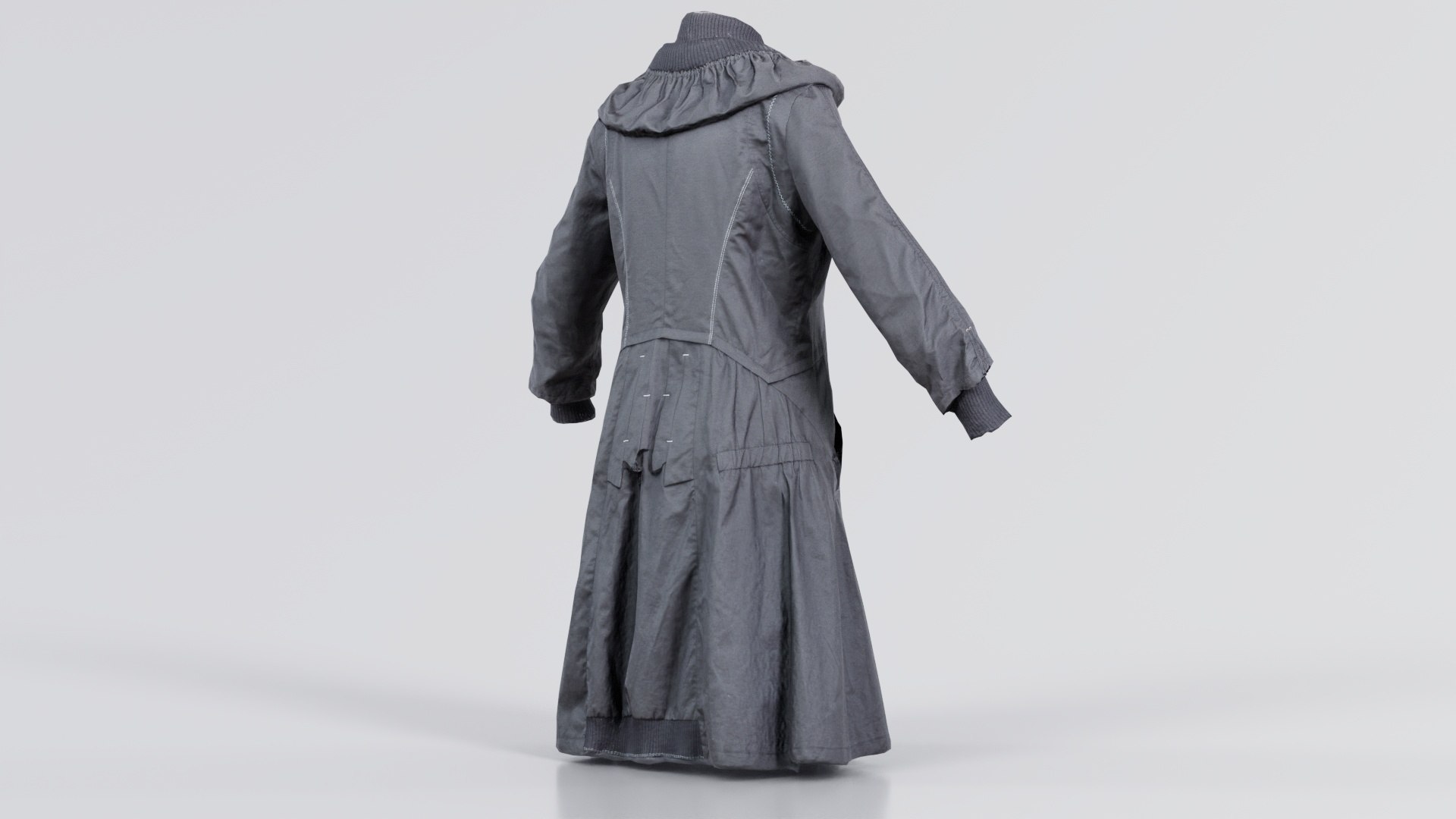 3D Black Witch Coat Closed Remastered Model - TurboSquid 2360748