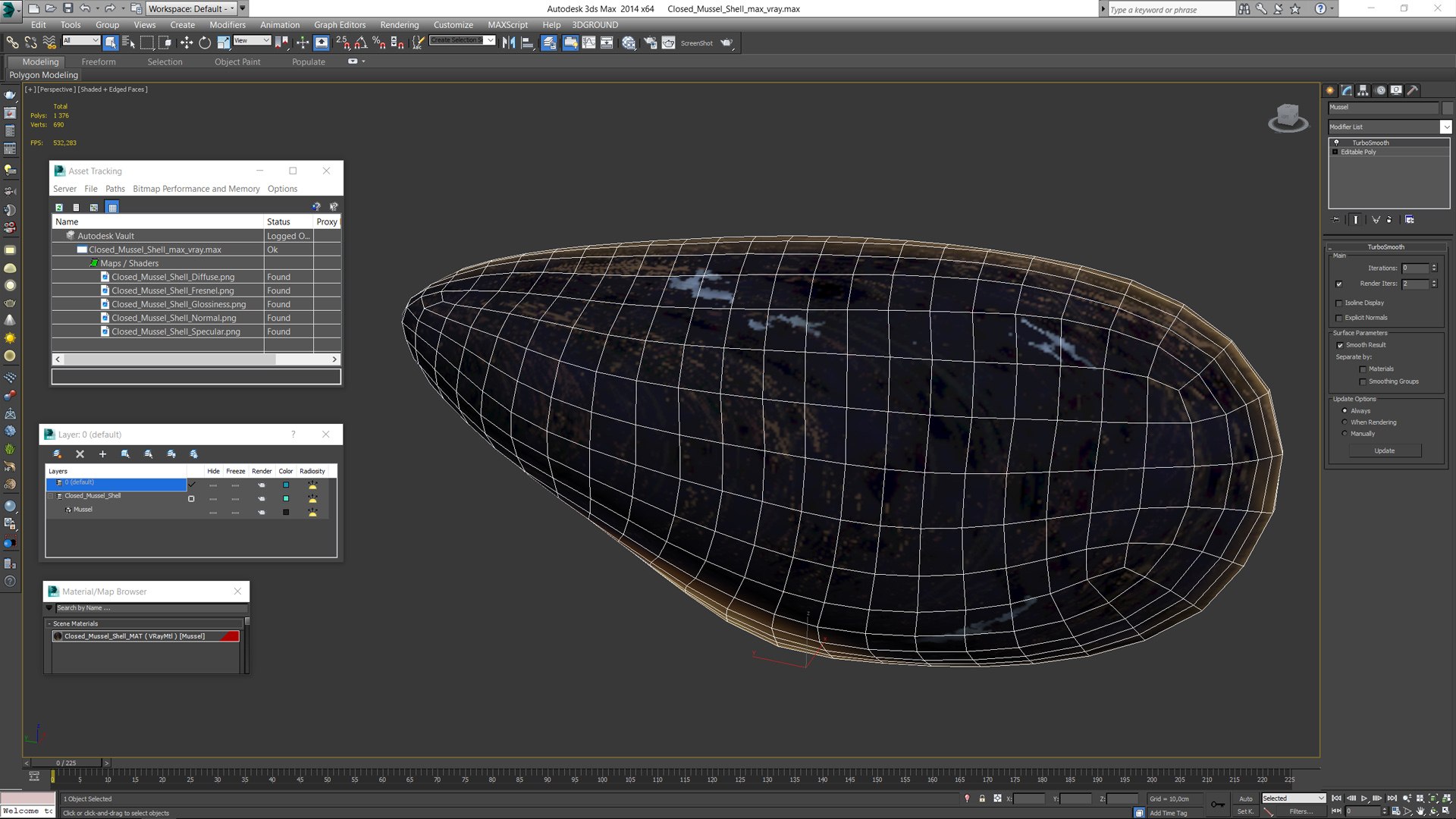 3D Closed Mussel Shell Model - TurboSquid 2227905