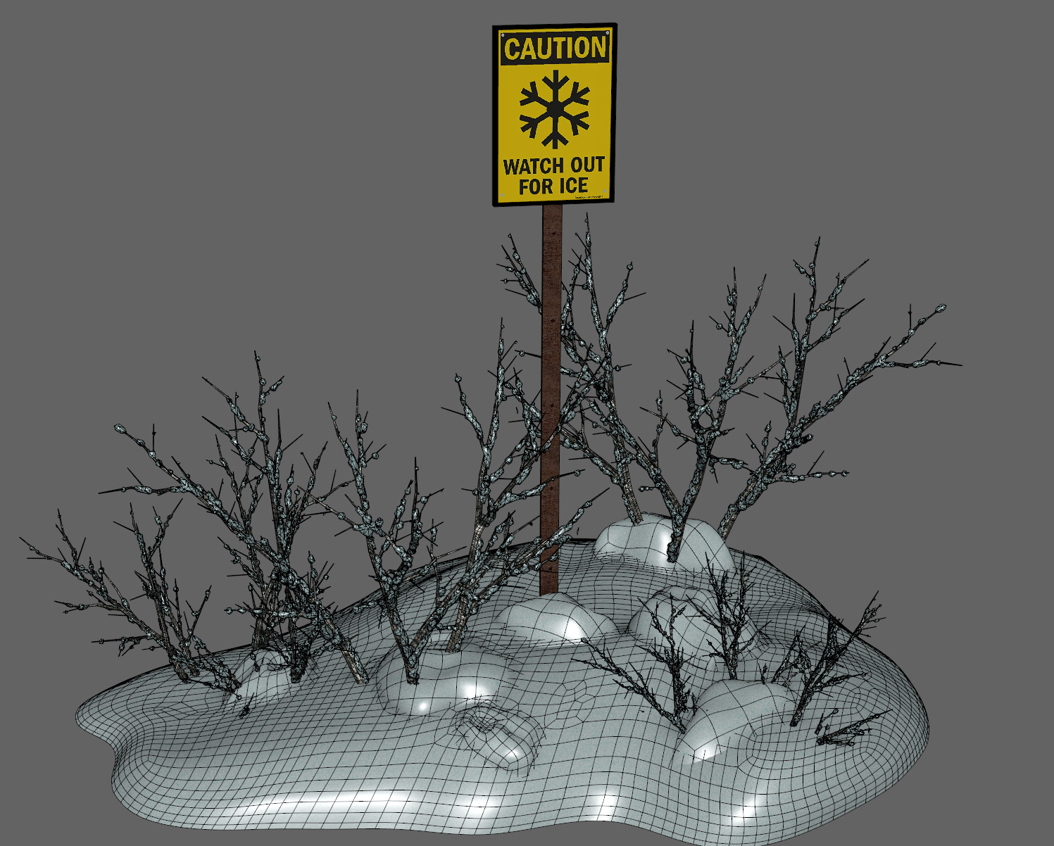 Free sign ice warning 3D model - TurboSquid 1489509