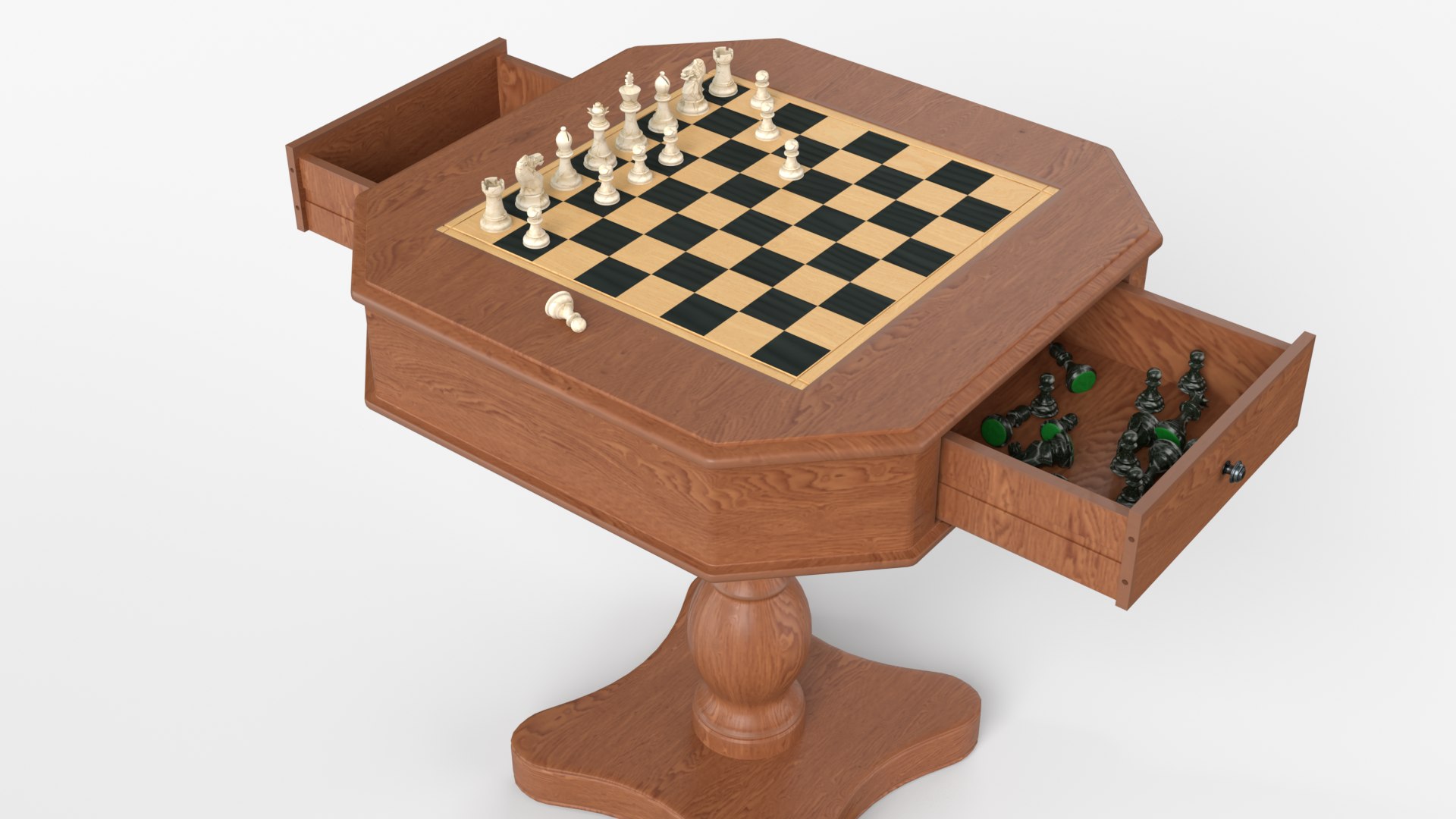 3D Light Chess Pedestal Game Table And Chairs - TurboSquid 2184774
