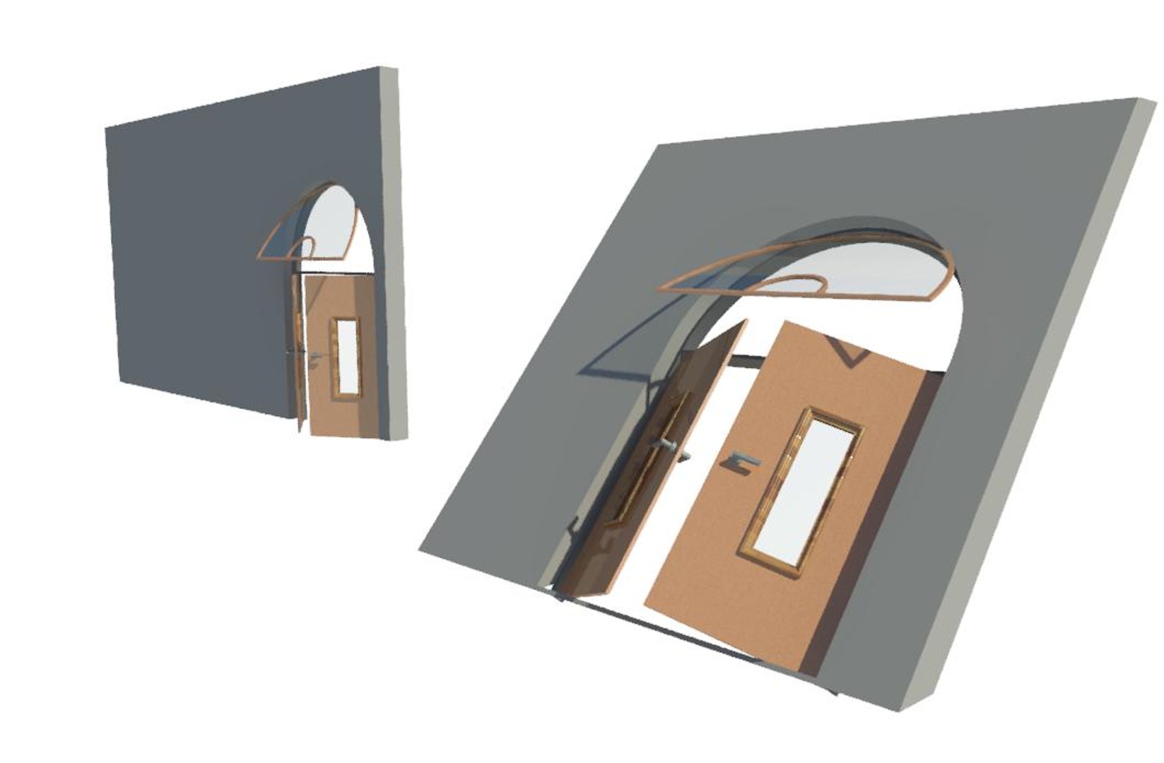 3D Slanted Wall Double Door Model - TurboSquid 1786091