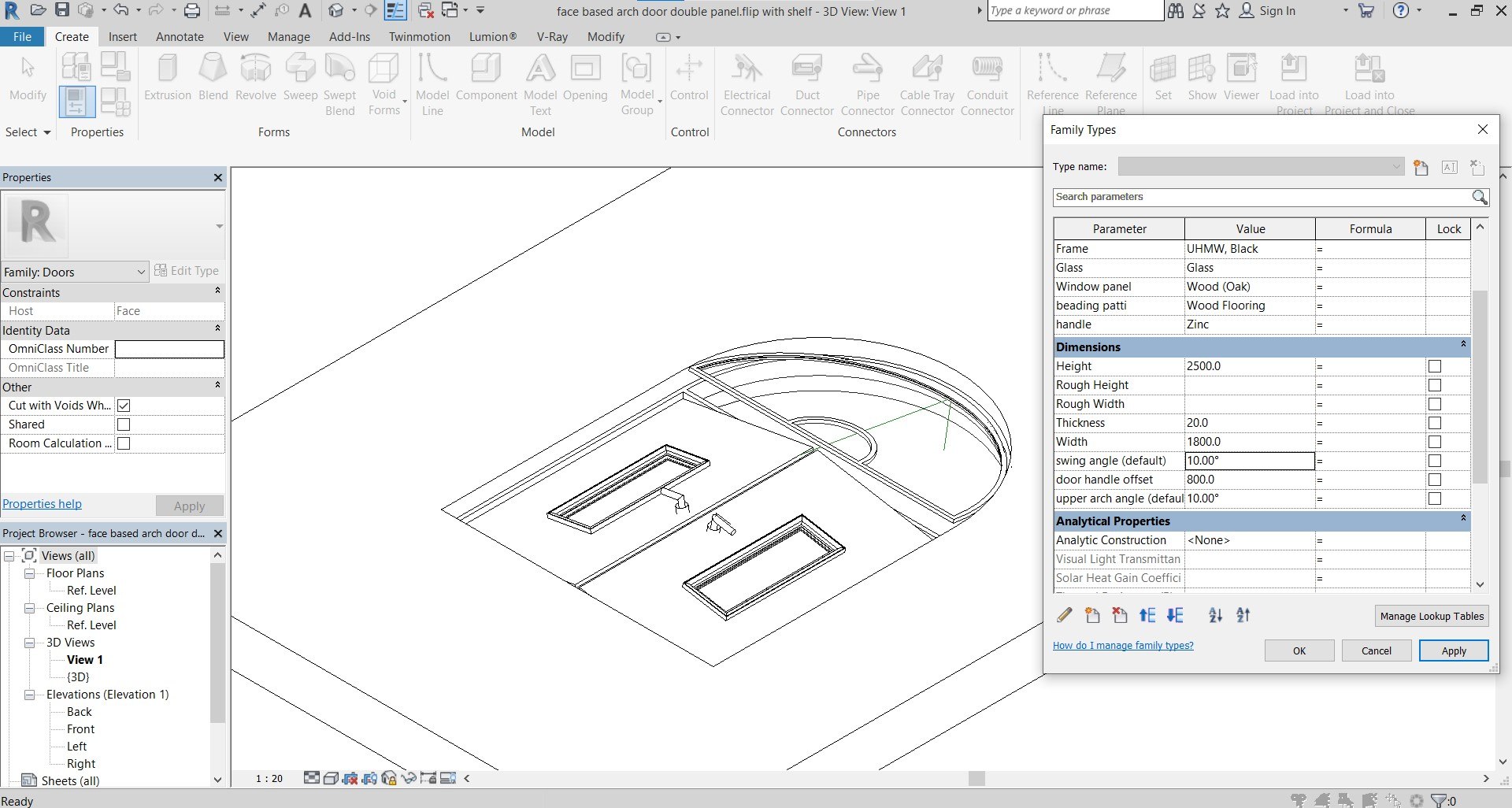 3D Slanted Wall Double Door Model - TurboSquid 1786091