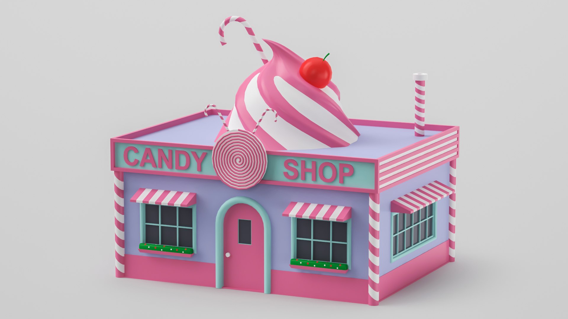 Low Poly Cartoon Candy Shop Model - TurboSquid 1834587