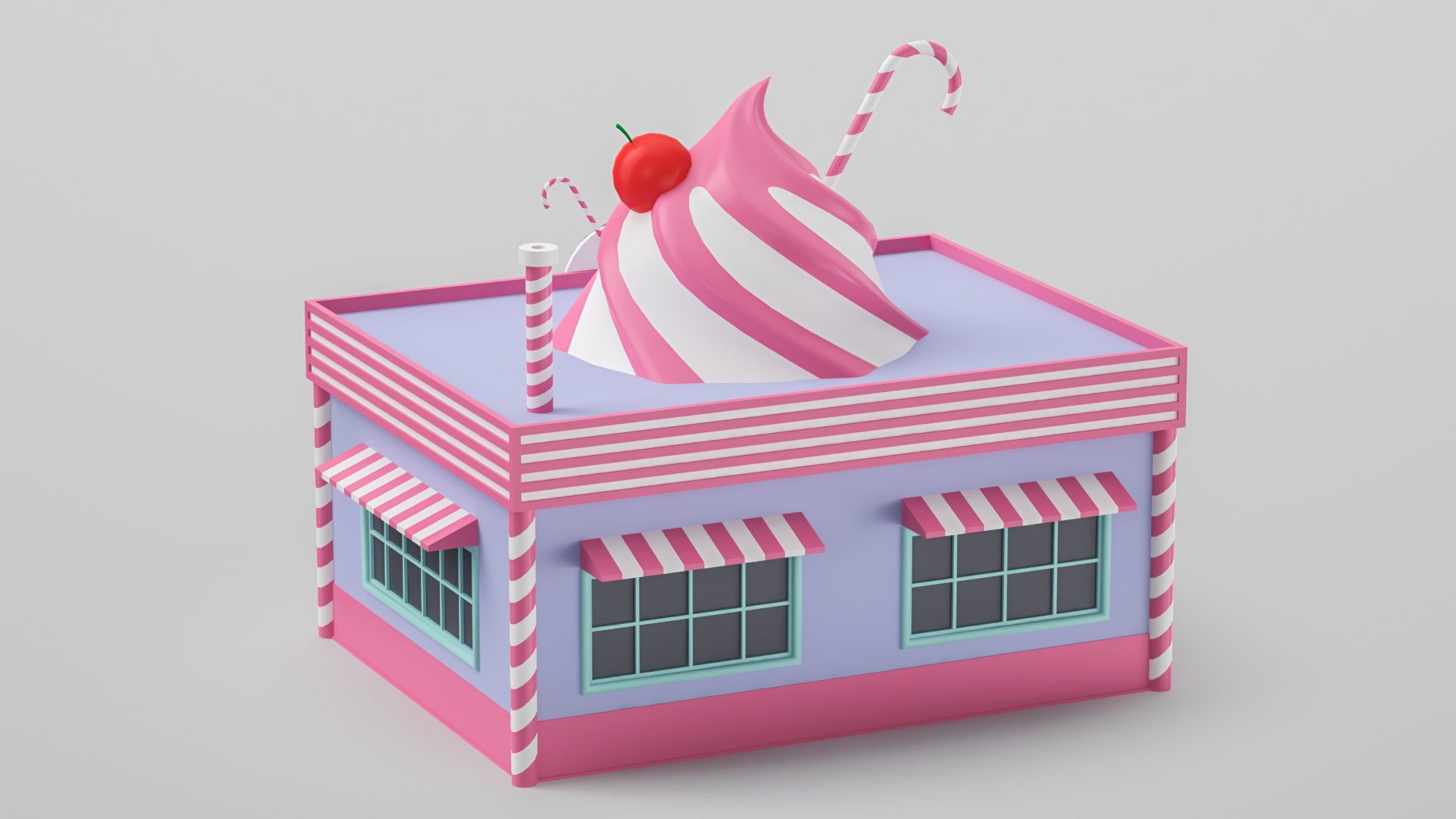 Low Poly Cartoon Candy Shop Model - TurboSquid 1834587