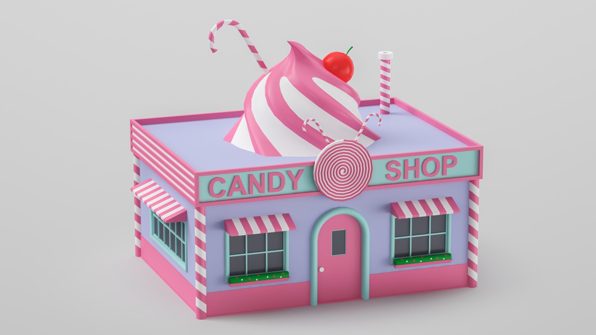 Low Poly Cartoon Candy Shop Model - TurboSquid 1834587