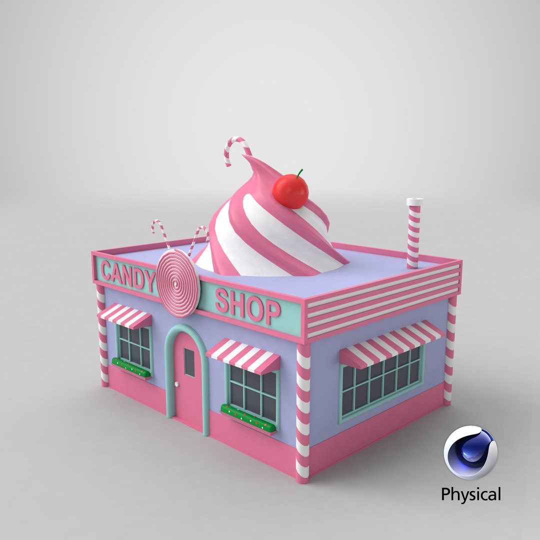 Low Poly Cartoon Candy Shop Model - TurboSquid 1834587