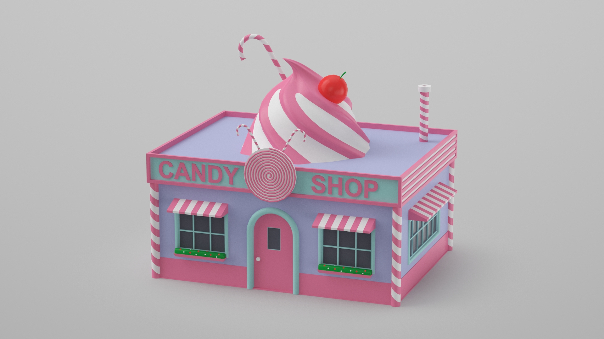Low Poly Cartoon Candy Shop Model - TurboSquid 1834587