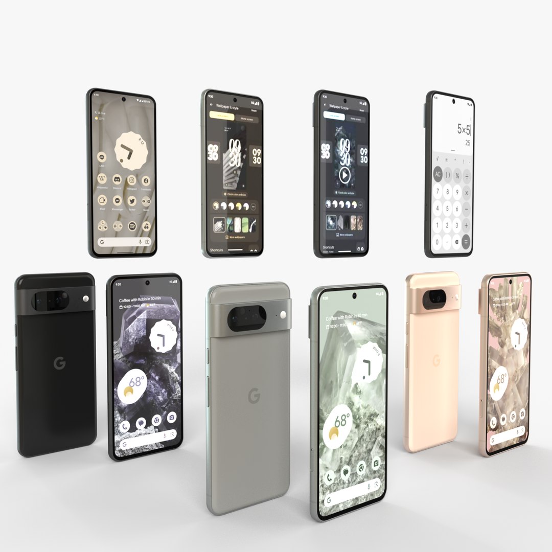 Google Pixel 8 All Colors Model - TurboSquid 2138118