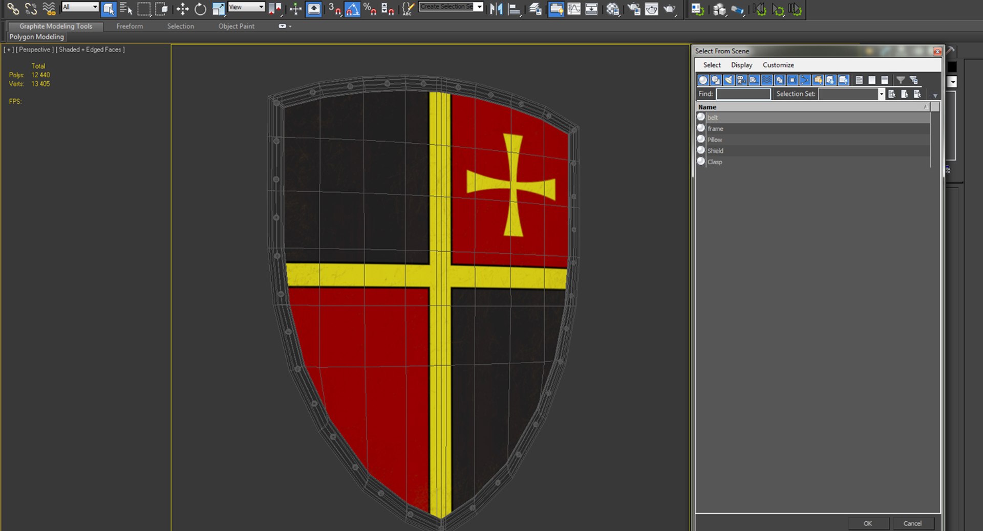 3d european medieval heater shield model